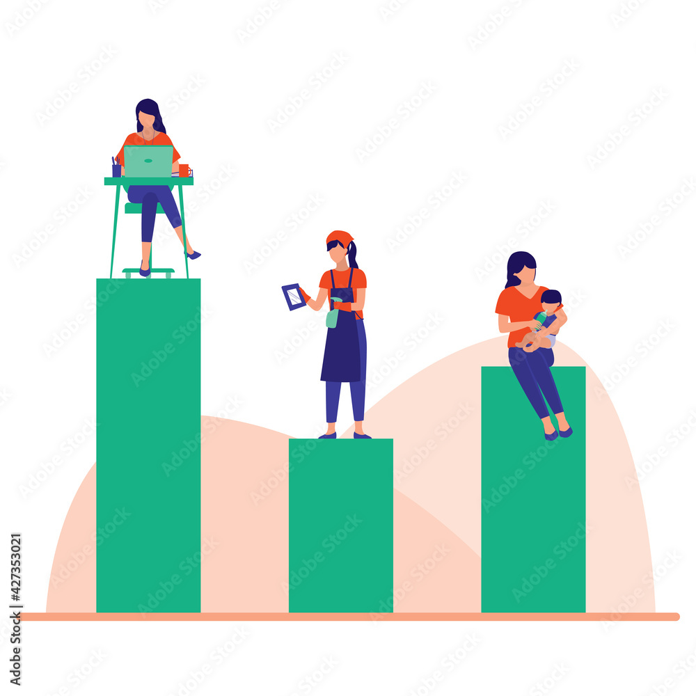 Woman In Multiple Roles As Businesswoman, Housewife And Mother. Women ...