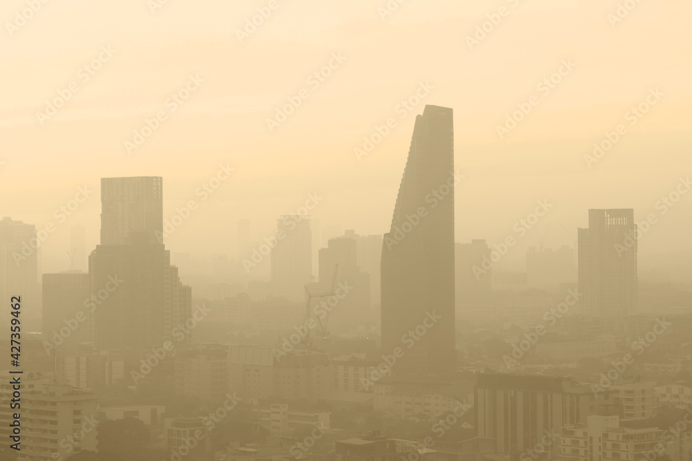 Foto de Yellow dust pm.10 warnings in korea, the air pollution from ...