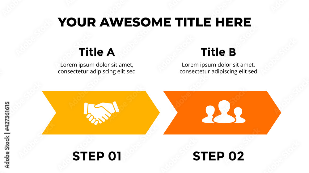 Infographic arrows for 2 steps, options. Presentation slide template ...