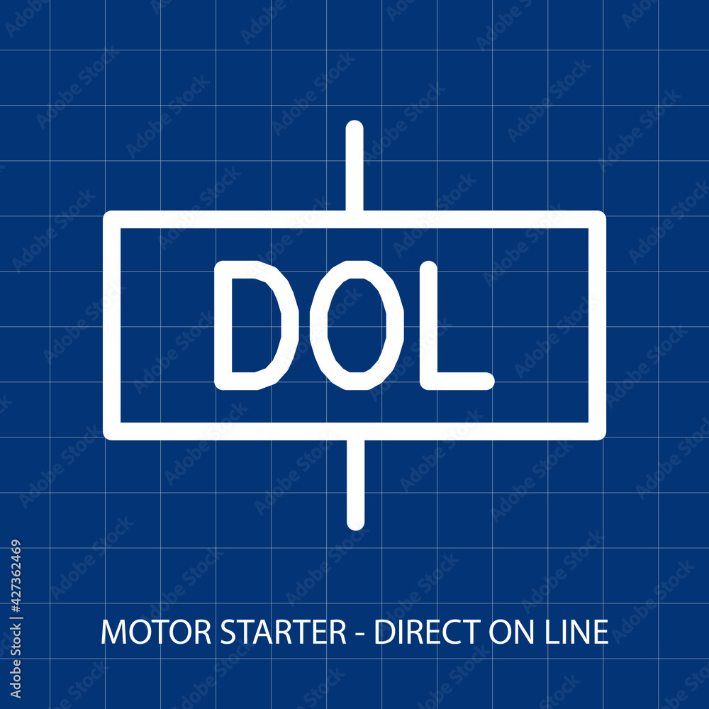 Symbol of Motor Starter Direct On Line (DOL) Vector illustration symbol ...