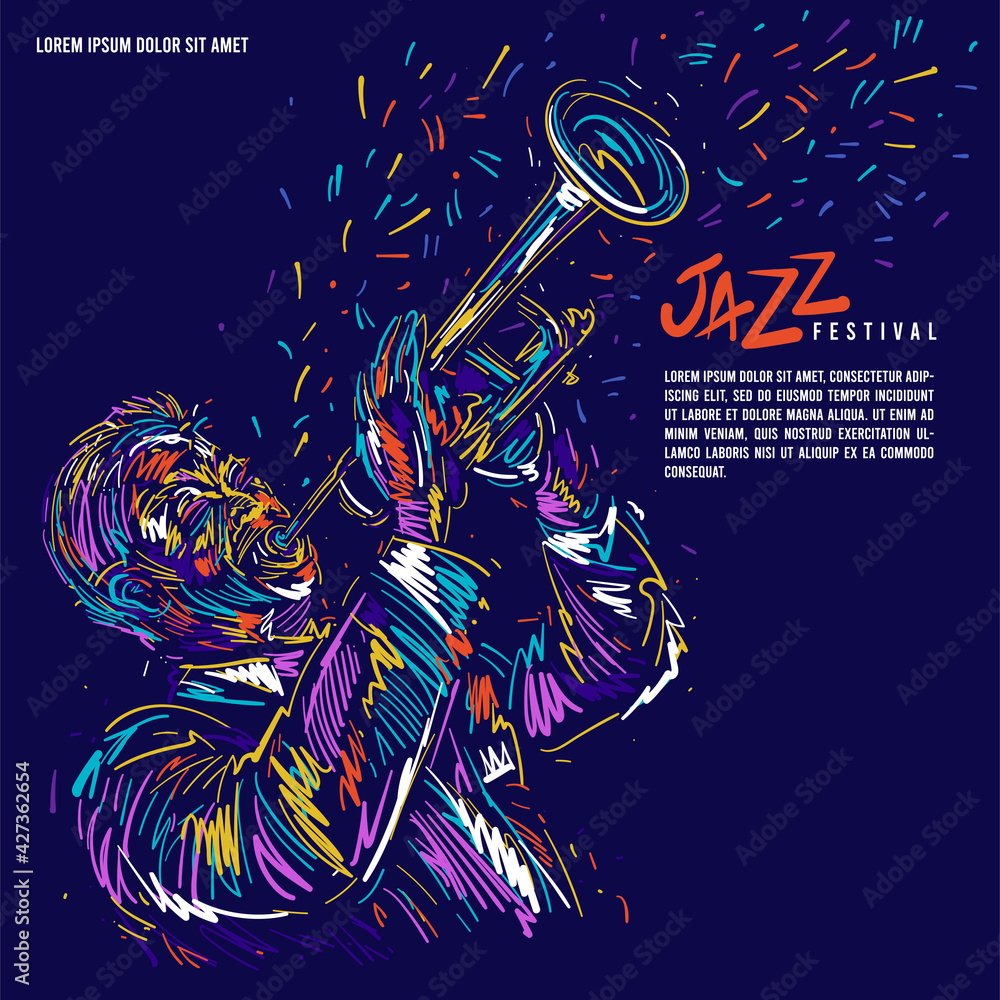 Jazz trumpet player. Vector illustration for jazz poster Stock Vector ...