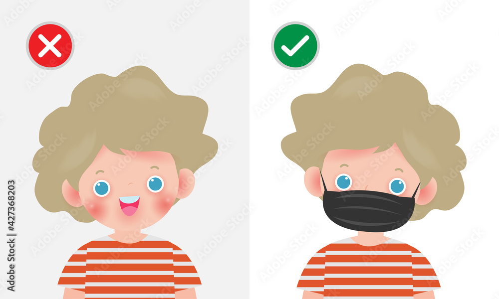 Kids mark protective No Entry Without Face Mask or Wear a Mask Icon ...