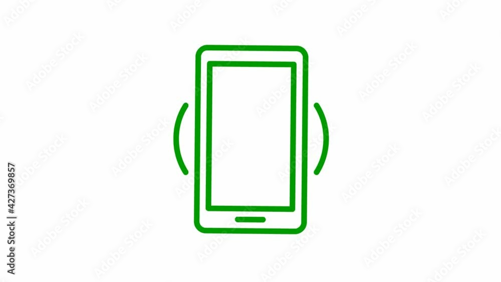 Animated green line icon of mobile. Symbol of smartphone. Concept of ...