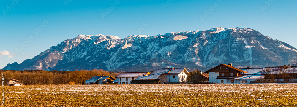 Beautiful winter landscape near Piding, Berchtesgaden, Bavaria, Germany ...