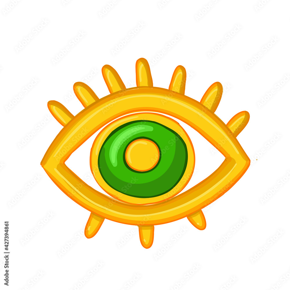 Open gold eye line icon on white background. Look, see, sight, view ...