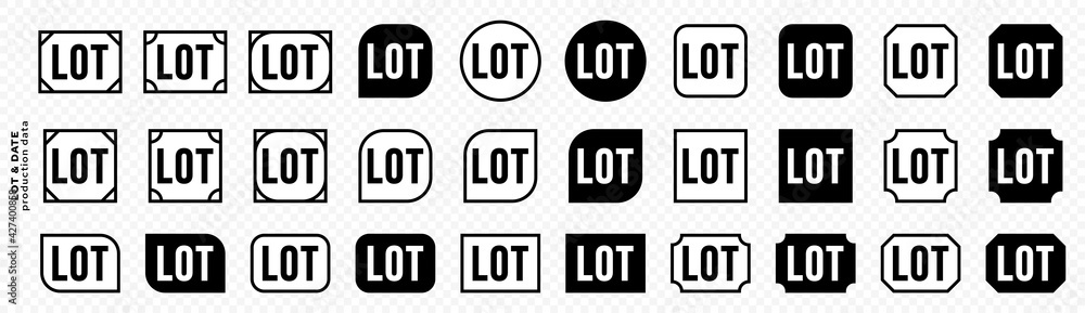 Stamps for product packaging. Marking - batch. Badge of a batch of ...