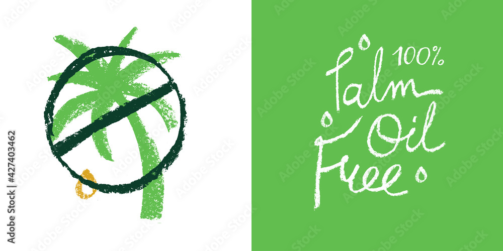 Palm oil free icon in trendy hand drawn style. Palm oil-free drawn ...