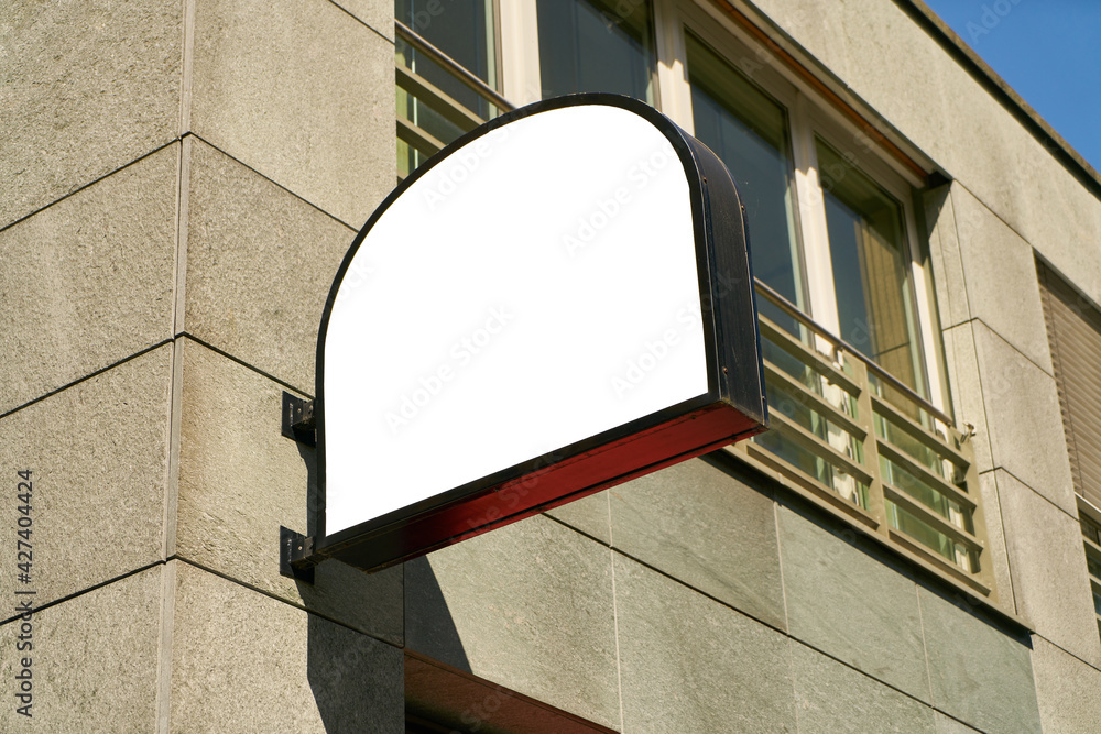 Half-round sign as a mock-up template for logo design Stock Photo ...