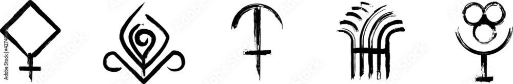 Symbols for Greek Mythology signs. Set of the ancient glyphs. Athene ...