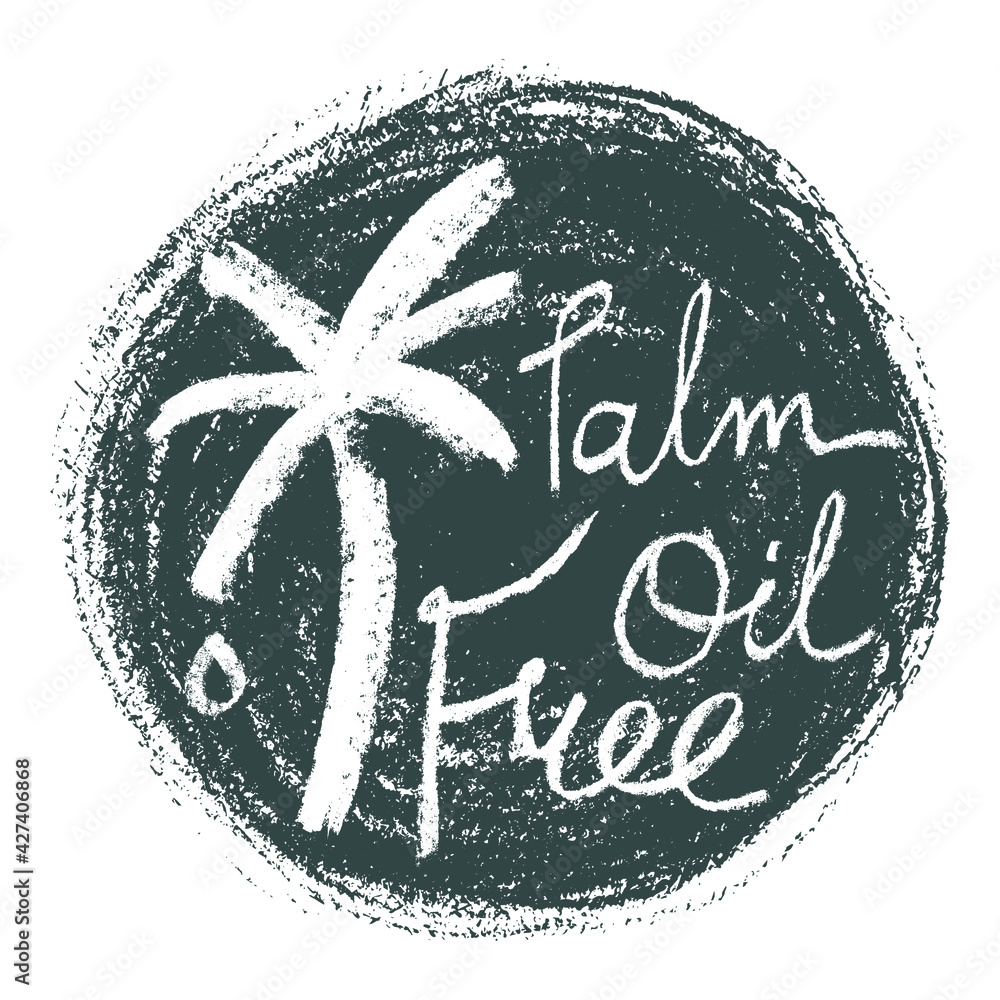 Palm oil free icon in trendy hand drawn style. Palm oil-free drawn ...