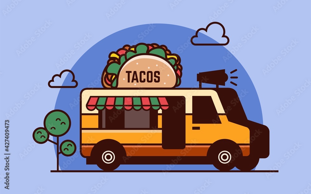 Tacos truck vector illustration. Food truck concept Stock Vector ...