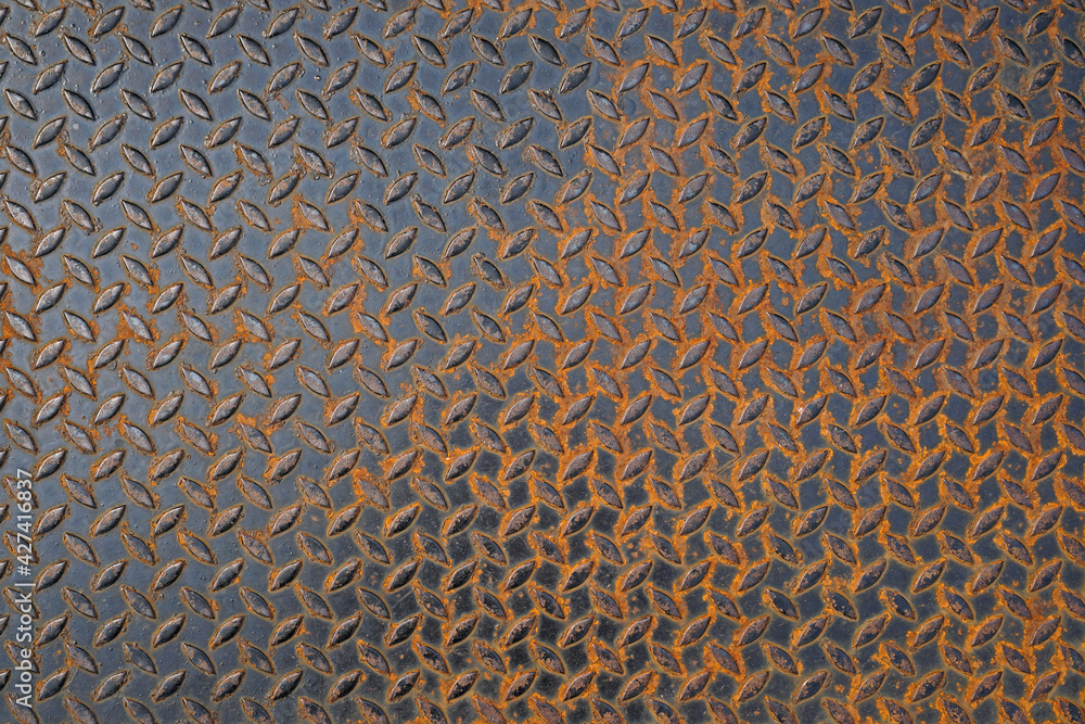 Pattern of old metal diamond plate, Surface of black steel floor non ...
