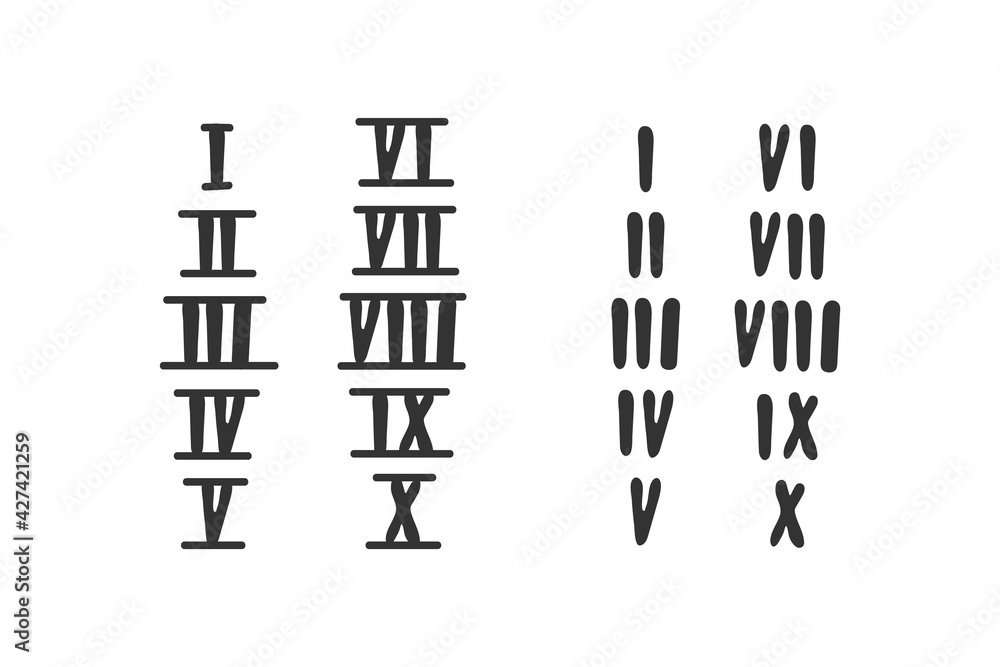 Hand-drawn Roman numerals isolated on a white background. Numbers up to ... Hand-drawn Roman numerals isolated on a white background. Numbers up to ...
