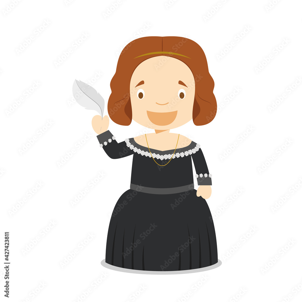 Mary Shelley cartoon character. Vector Illustration. Kids History ...