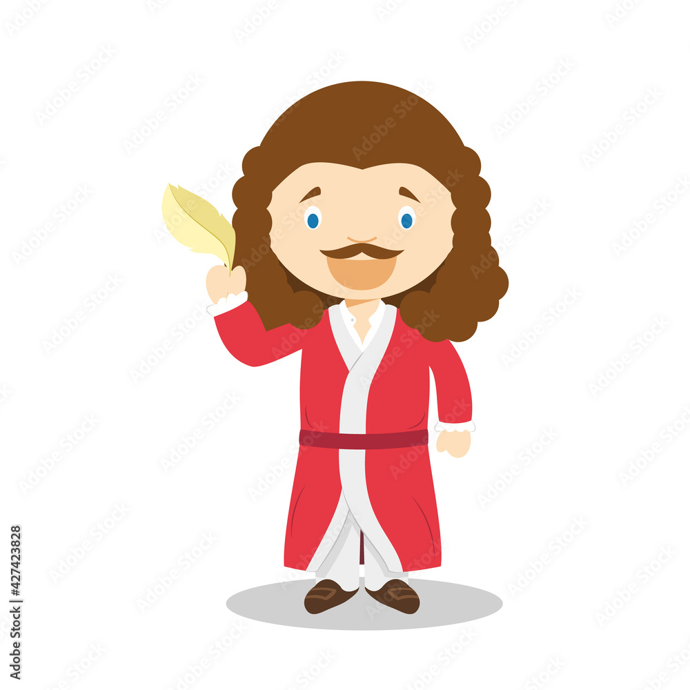 Moliere cartoon character. Vector Illustration. Kids History Collection ...