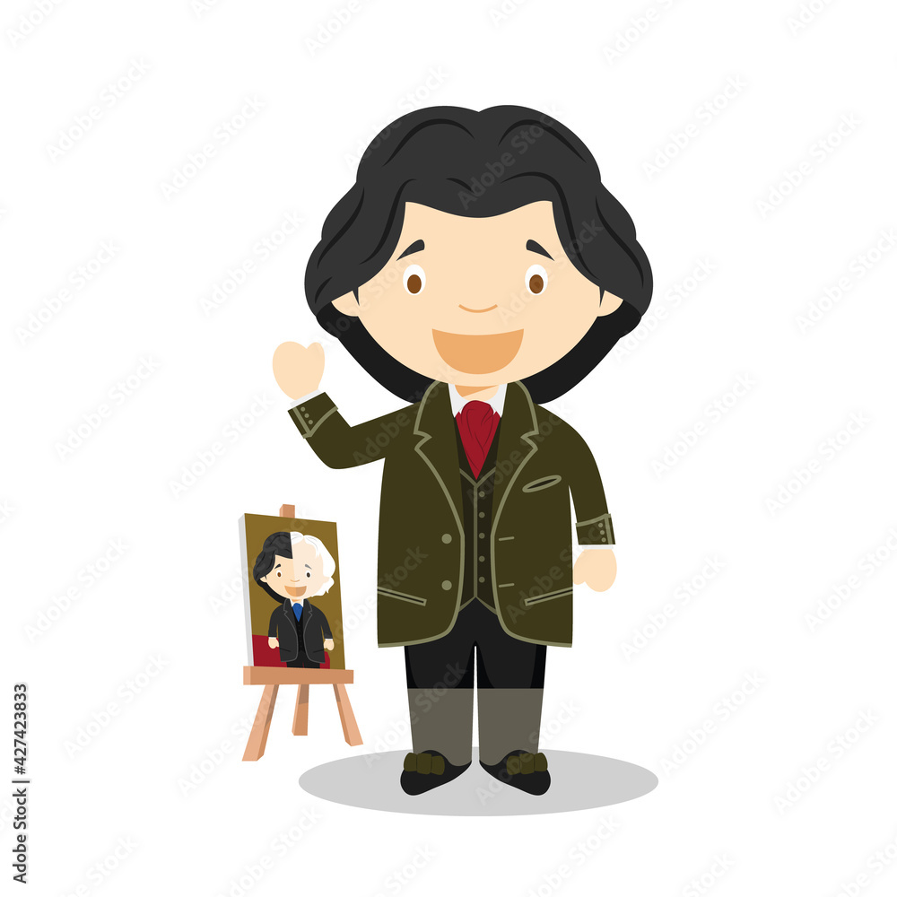 Oscar Wilde cartoon character. Vector Illustration. Kids History ...