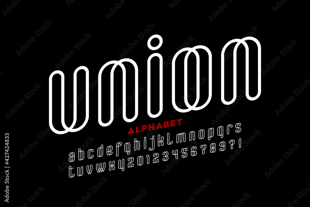 Outline style modern font, lowercase typography design, alphabet ...