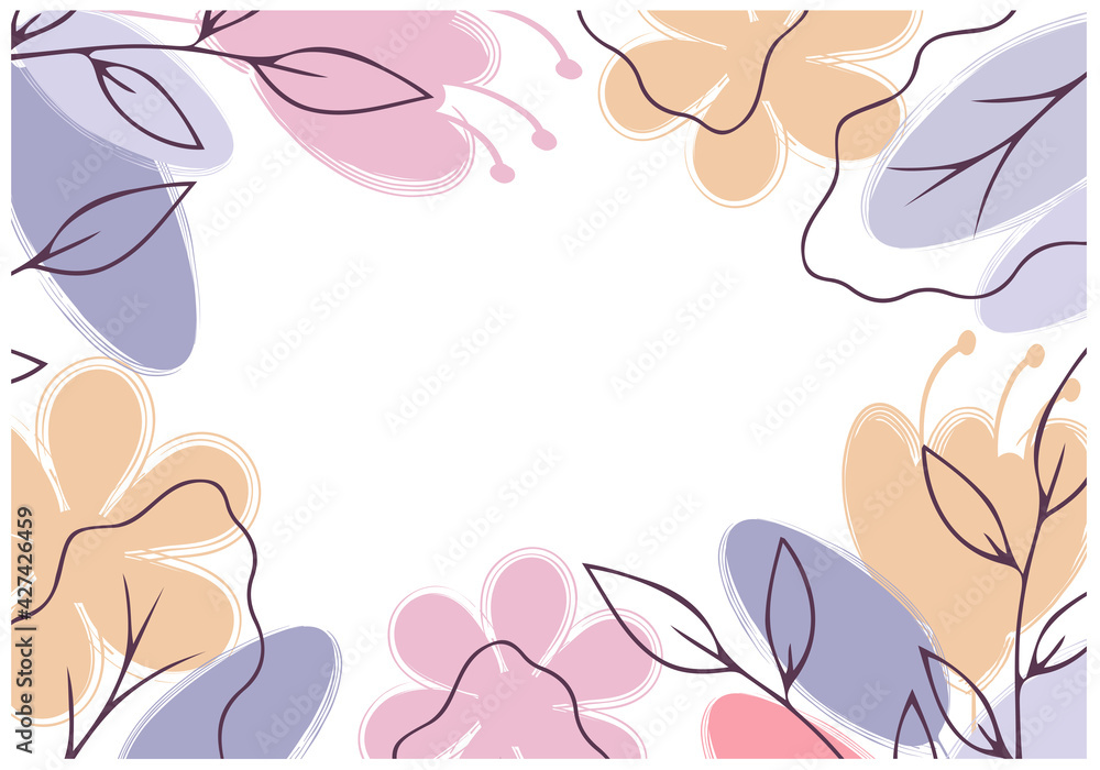 Floral banner, modern template with flower and leaves, vector ...