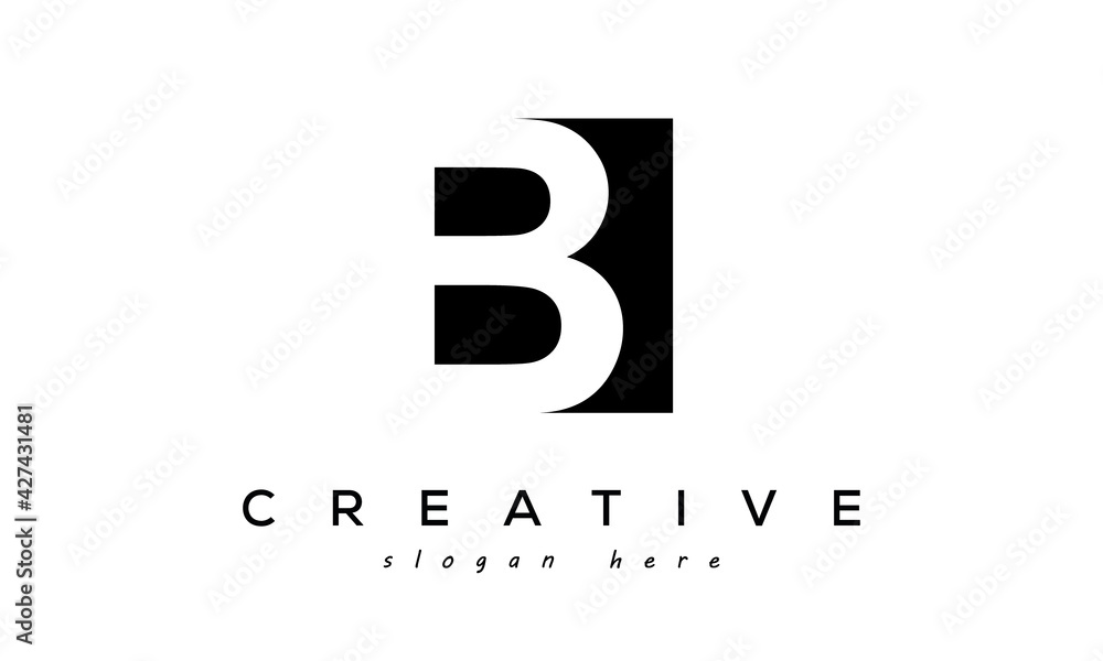 B letter negative space logo design Stock Vector | Adobe Stock