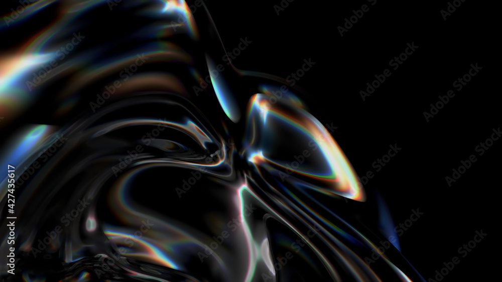 Abstract 3d render background of flowing reflective surface with a ...