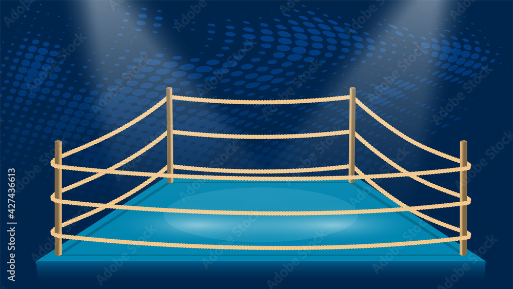 arena for boxing and illegal martial arts matches. Empty sports ring ...