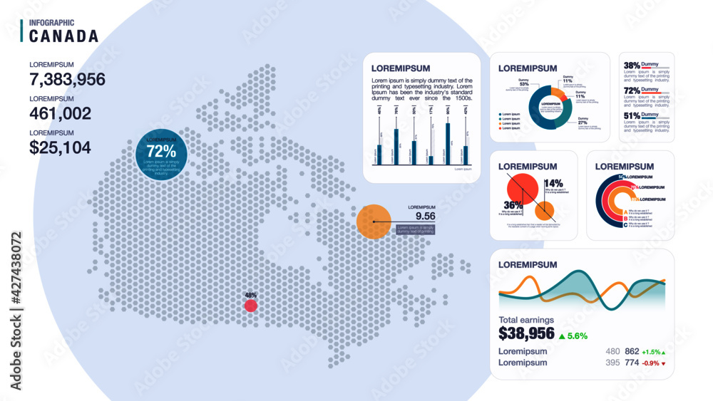 Detail infographic vector illustration. Map of Canada and Infographic ...
