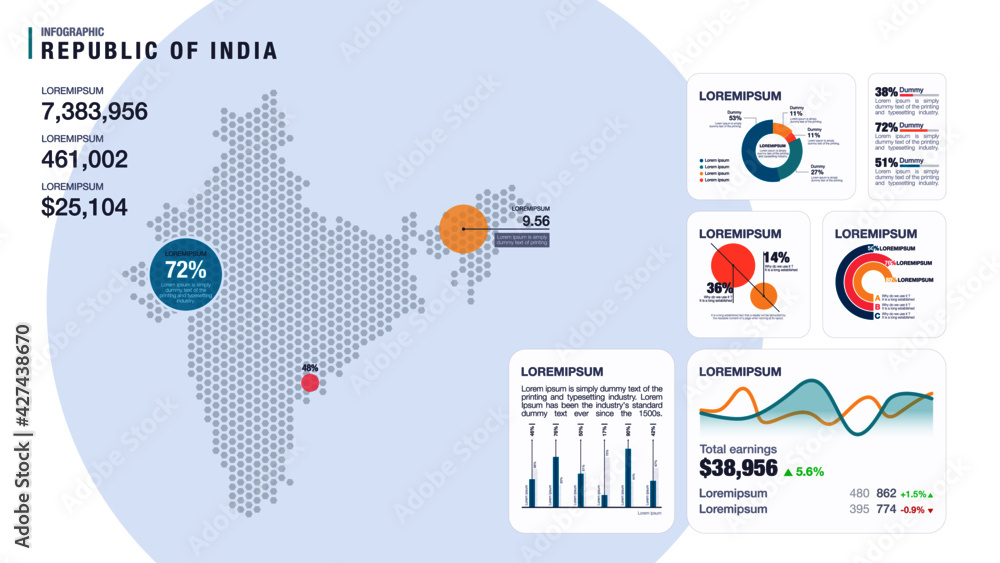 Detail infographic vector illustration. Map of India and Infographic ...