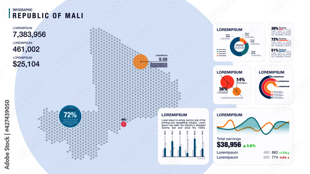Detail infographic vector illustration. Map of Mali and Infographic ...