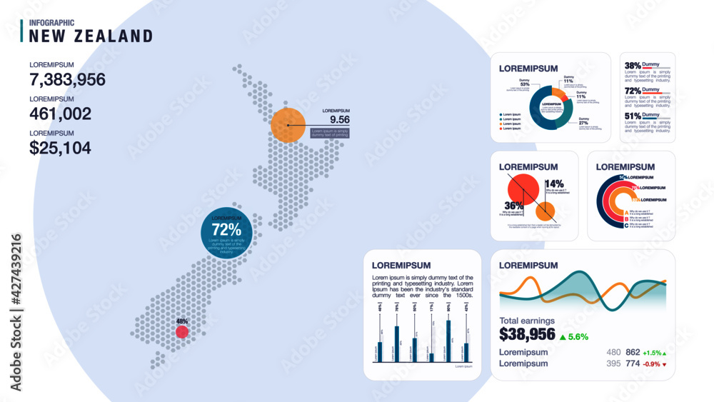 Detail infographic vector illustration. Map of New Zealand and ...