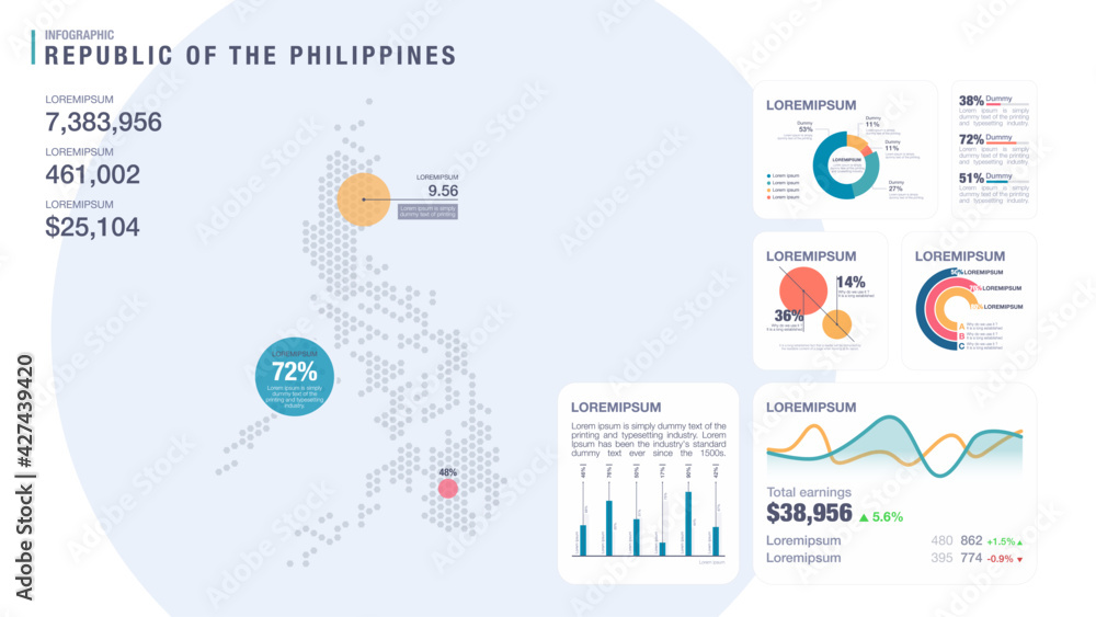Detail infographic vector illustration. Map of Philippines and ...