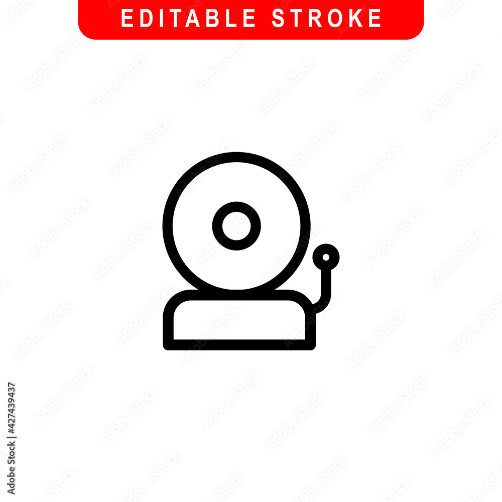 School Ring Bell Outline Icon. Alarm Bell Line Art Logo. Vector ...