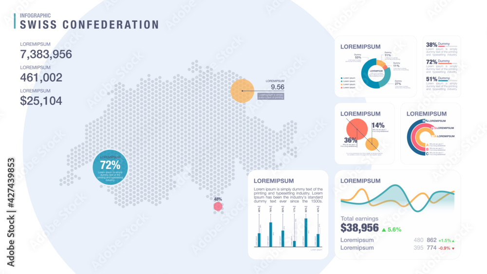 Detail infographic vector illustration. Map of Switzerland and ...