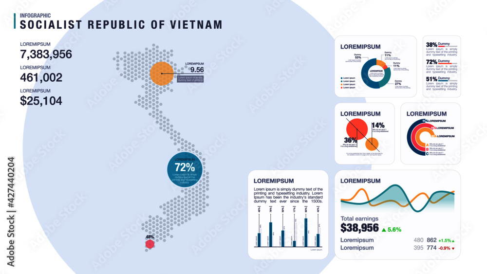 Detail infographic vector illustration. Map of Vietnam and Infographic ...