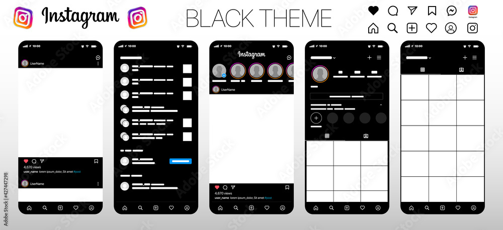Social network Mock up, post frames and other pages vector illustration ...