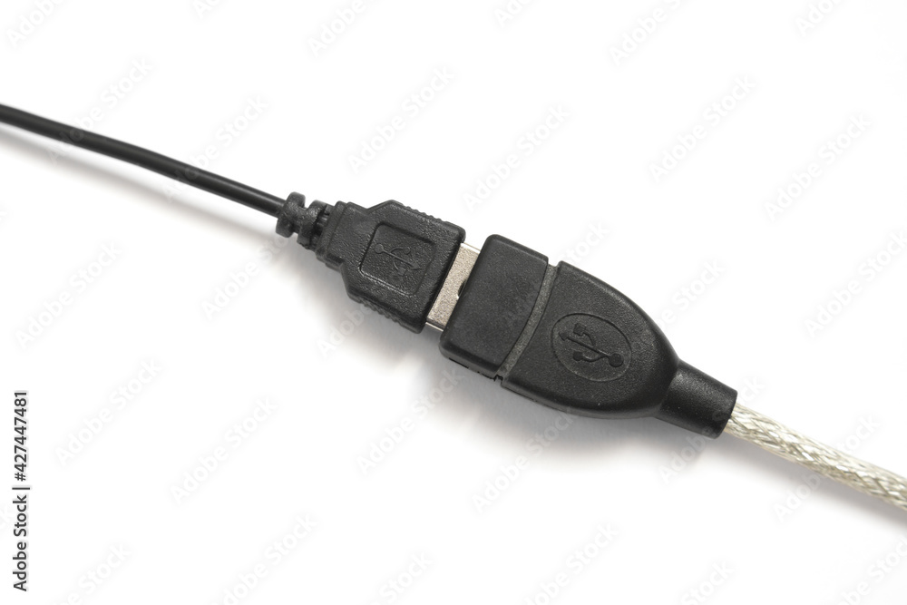 Usb connector male and female isolated on white background. Stock Photo ...