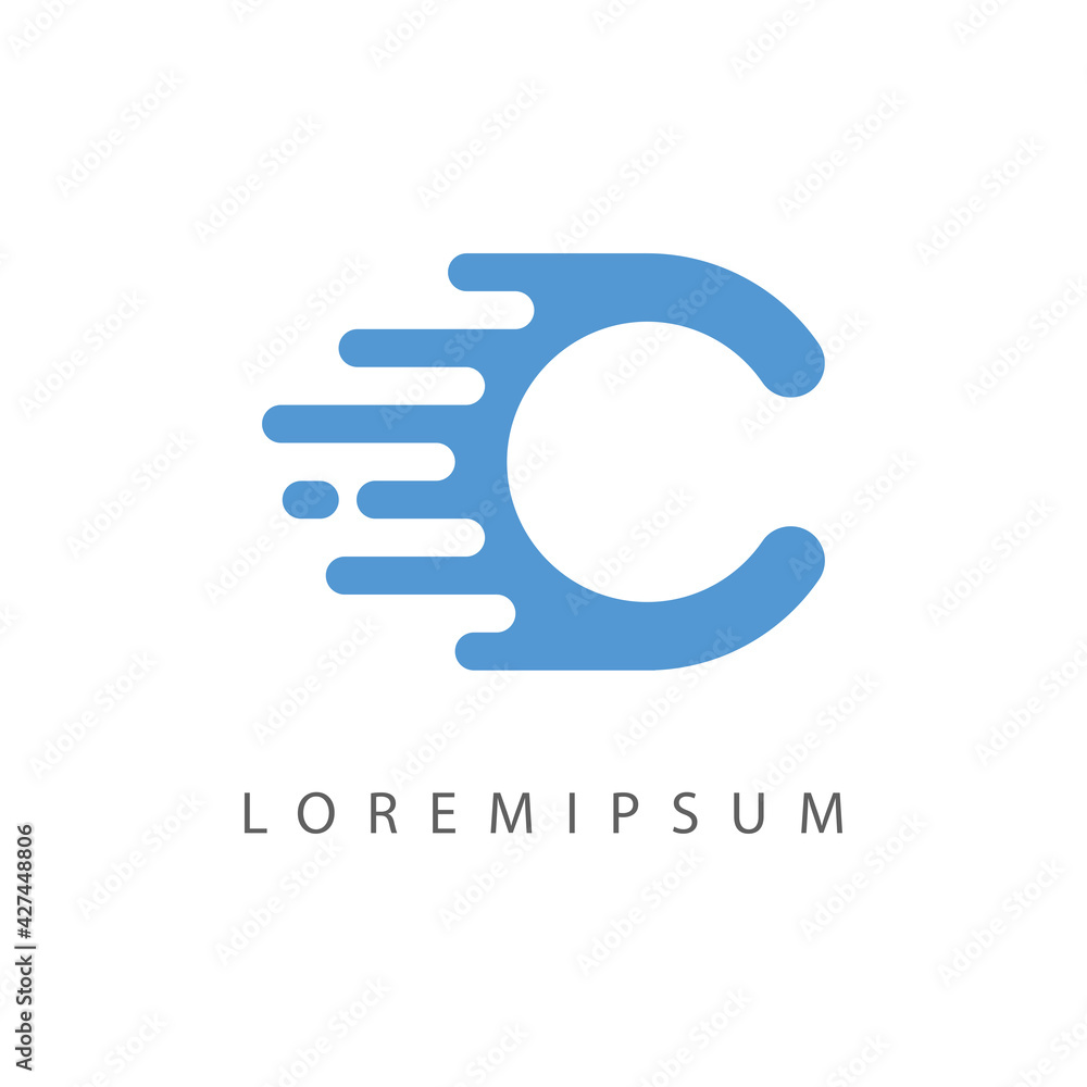 C Letter Bubble Logo Design Template. Fast Bubble Icon Line Art Vector ...