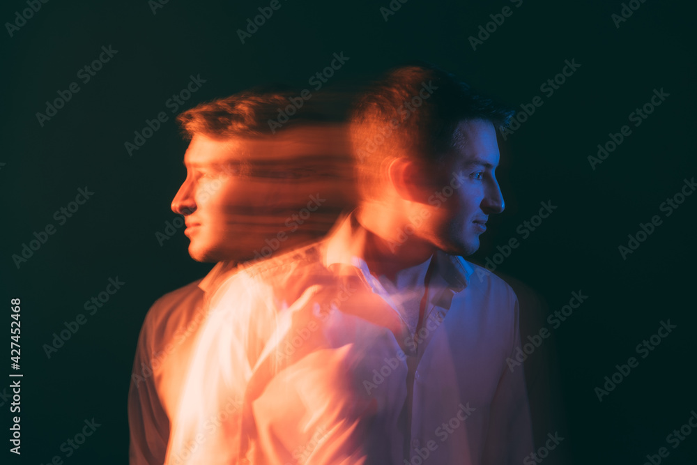 Split personality. Inner conflict. Mental stress. Bipolar disorder ...