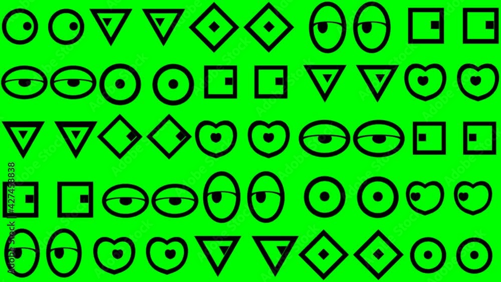 Full screen of cartoon style eye drawings.HD 1080.2D hand drawn ...