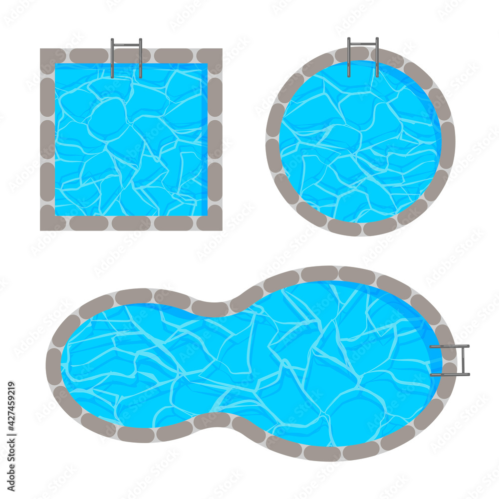 Different shape of swimming pool template. Top view. Vector ...