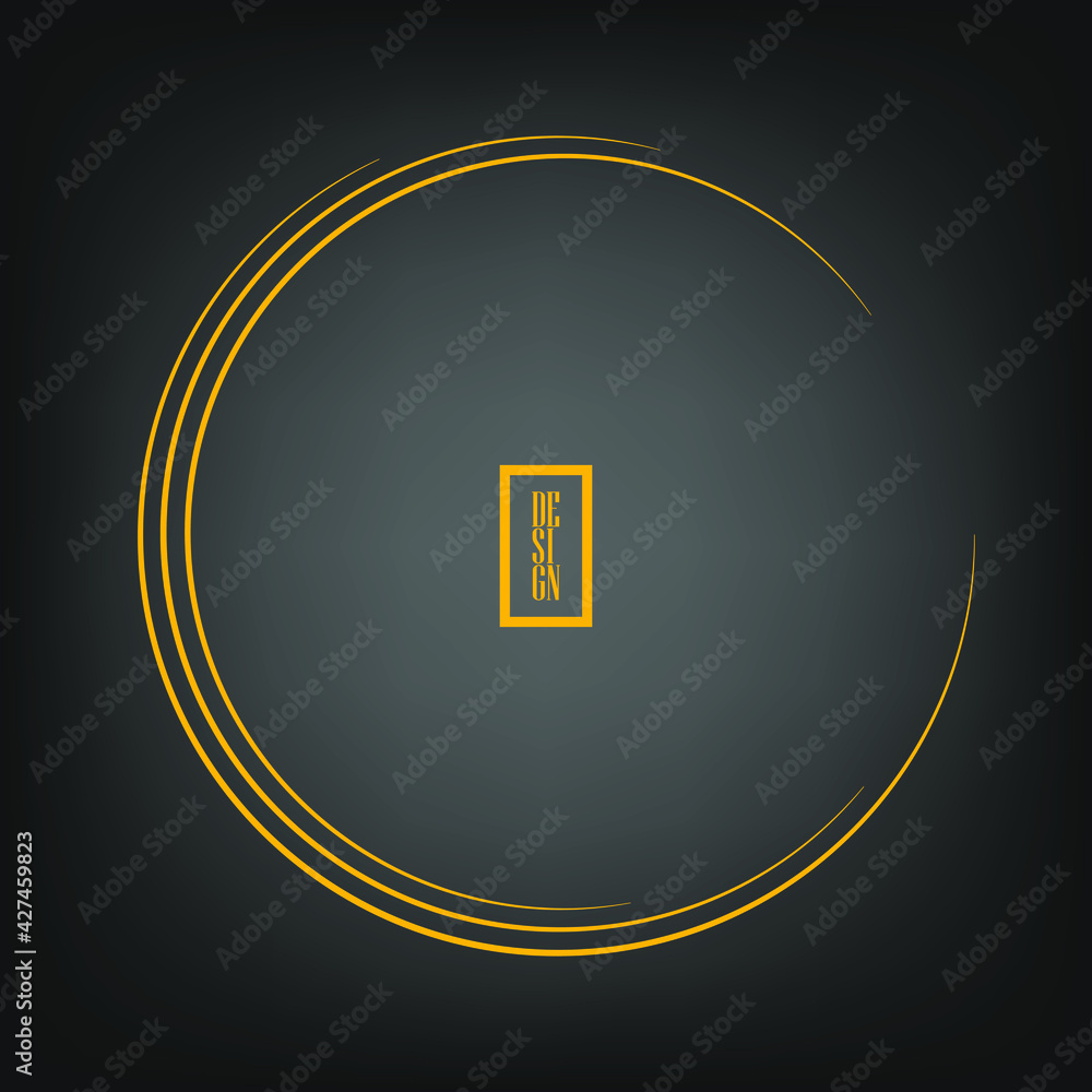Yellow vector lines in circle form. Vector illustration. Gray ...