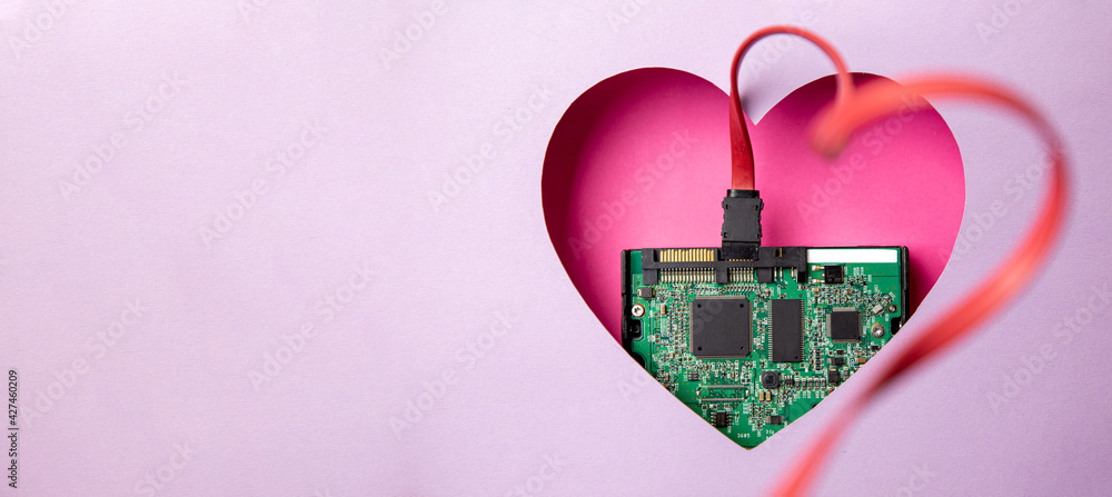 The green printed circuit board with microprocessors is located in a ...