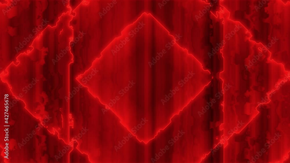 Low poly red animation of flaming like nested energy squares rotating ...