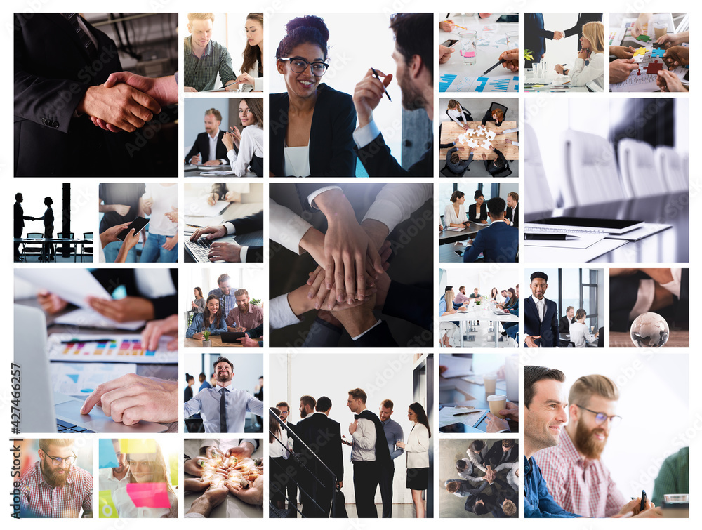 Business collage with scene of business person at work Stock-Foto ...
