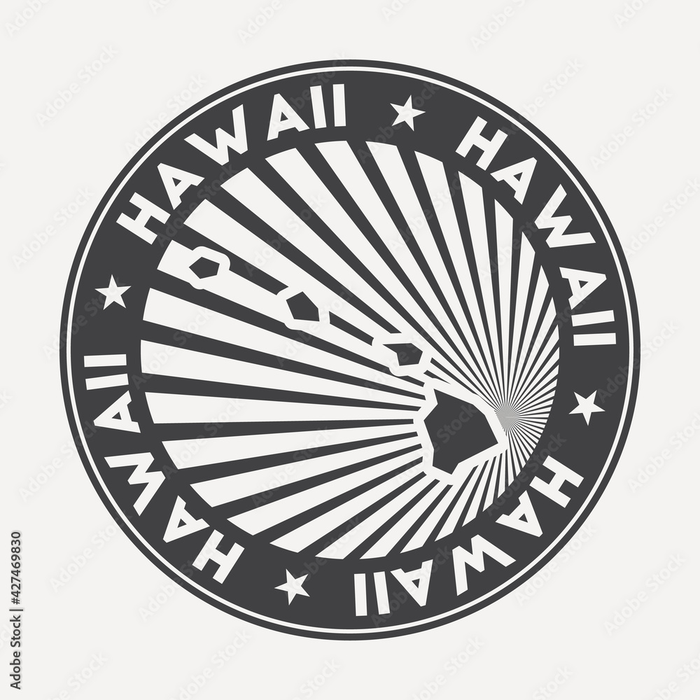 Hawaii round logo. Vintage travel badge with the circular name and map ...