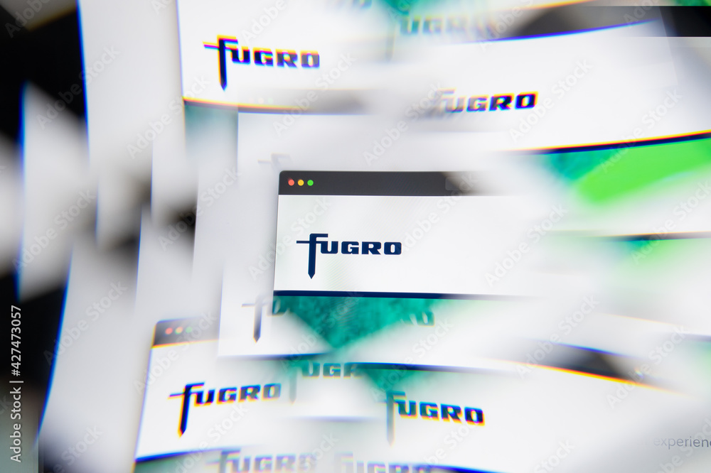 Milan, Italy - APRIL 10, 2021: Fugro logo on laptop screen seen through ...