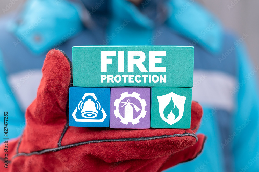 Concept of fire protection. Security alert industrial automation fire ...