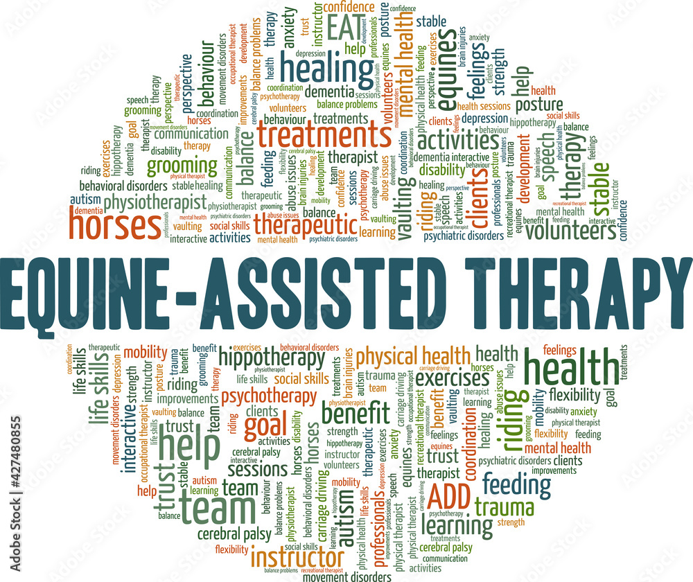 Equine-Assisted Therapy vector illustration word cloud isolated on a ...