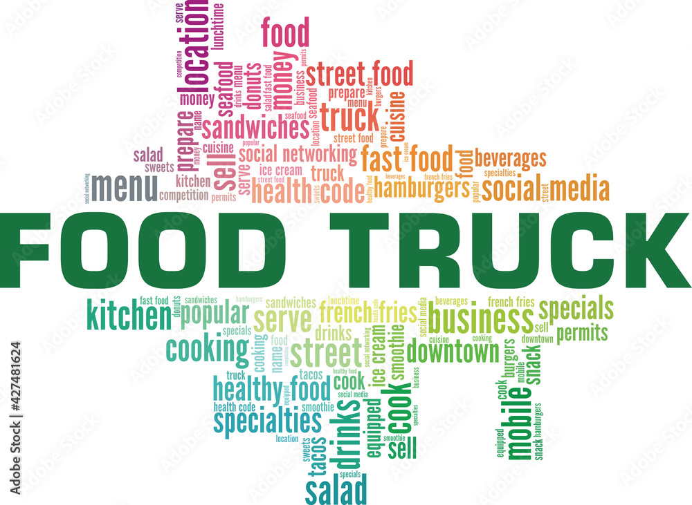 Food Truck vector illustration word cloud isolated on a white ...