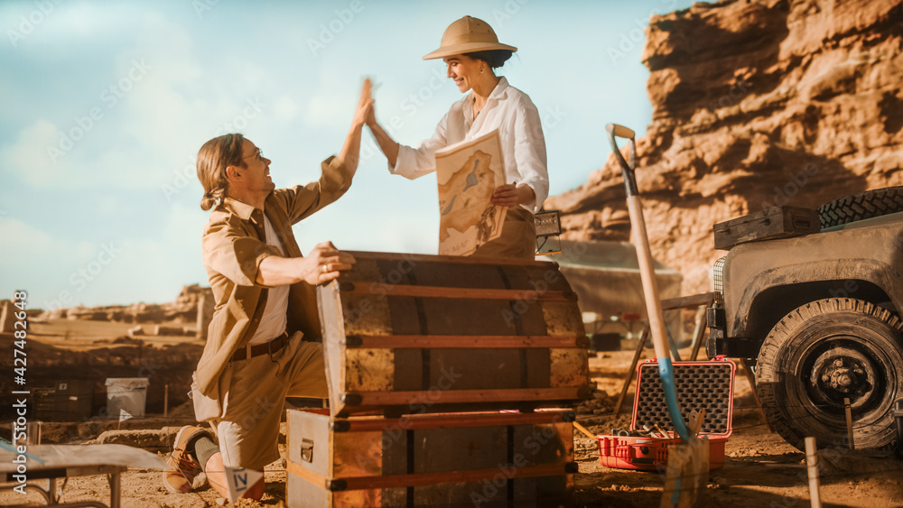Archaeological Digging Site: Two Great Adventurers on Treasure Hunt ...