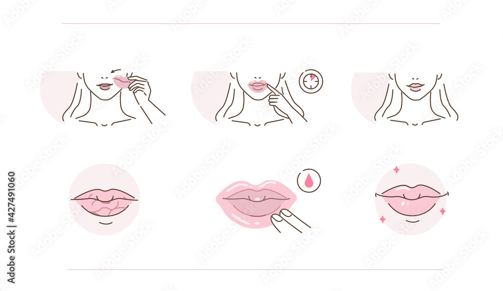 Beauty Girl Take Care of her Lips Skin and Applying Moisturizing Lip ...